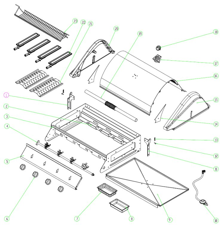 Barbeques Galore | Beefmaster 3 Burner Standard Head Spare Parts ...