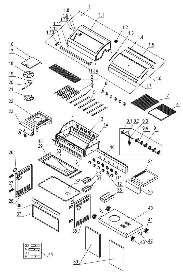 Barbeques Galore | Alfresco 6 Burner Barbeque Spare Parts (G6ALF2)