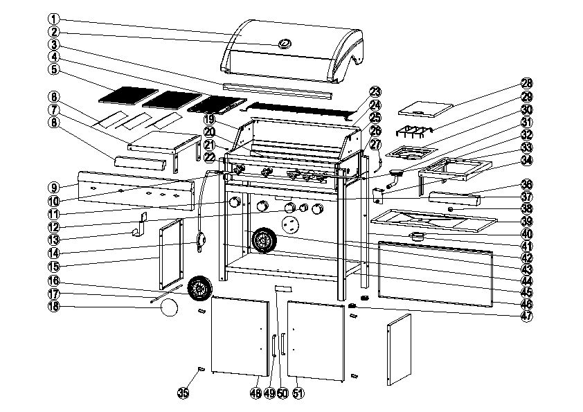 Barbeques Galore | Downunder 4 Burner L-Series with Side Burner on Cart ...