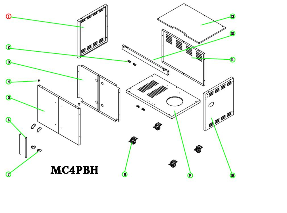 Barbeques Galore | Beefmaster Premium H-Series Cart Spare Parts (MC4PBH)