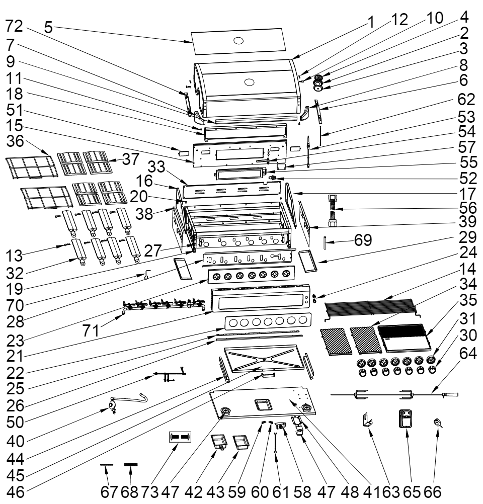 Barbeques Galore | Beefmaster 6 Burner Head Spare Parts (G6DXBV)