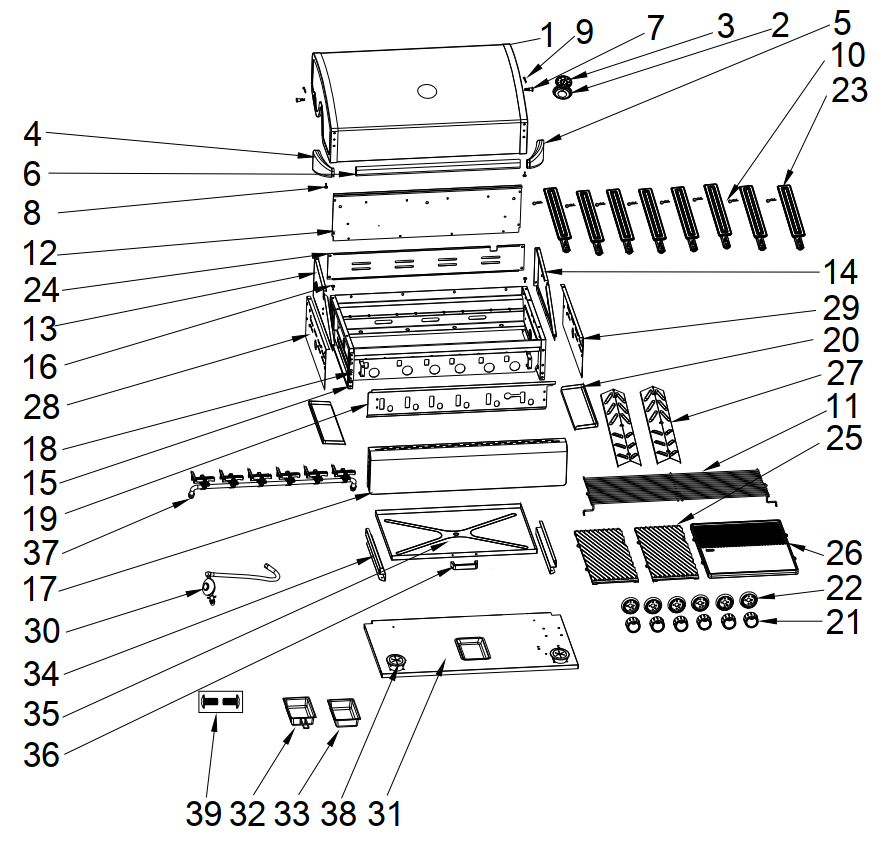 Barbeques Galore | Beefmaster 6 Burner Head Spare Parts (G6BV)