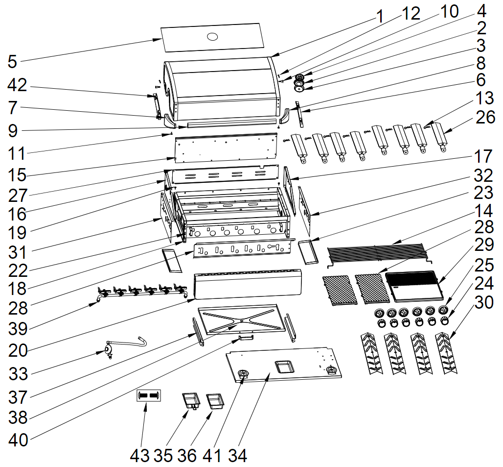 Barbeques Galore | Beefmaster 6 Burner Head Spare Parts (G6PBV)