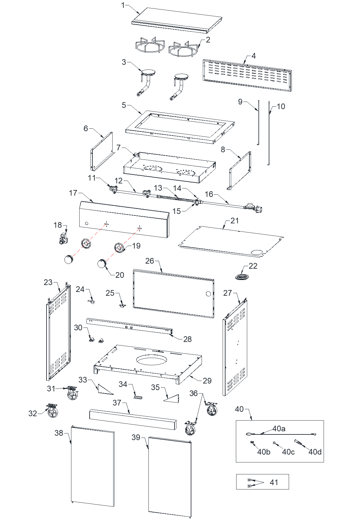 Barbeques Galore | Nexgrill Cucina Island Range Unit Spare Parts ...